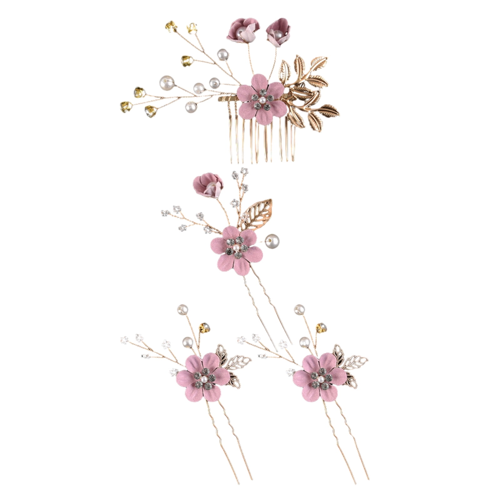 4Pcs/Set Faux Pearl Flower Decor Hairpins Hair Sticker Side Comb ...