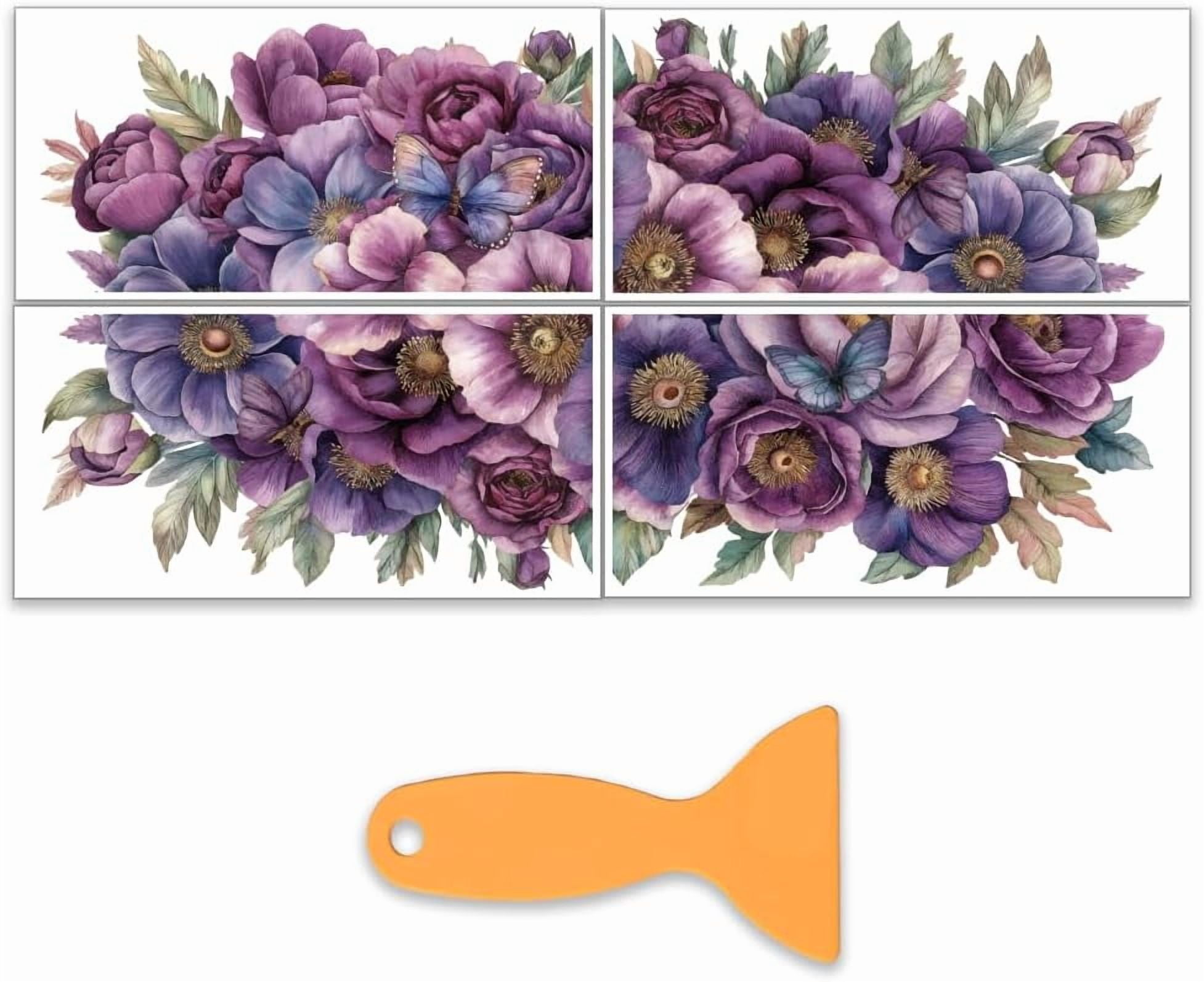 4Pcs/Set Flowers Rub on Transfers for Furniture and Crafts 12x6 Inch ...