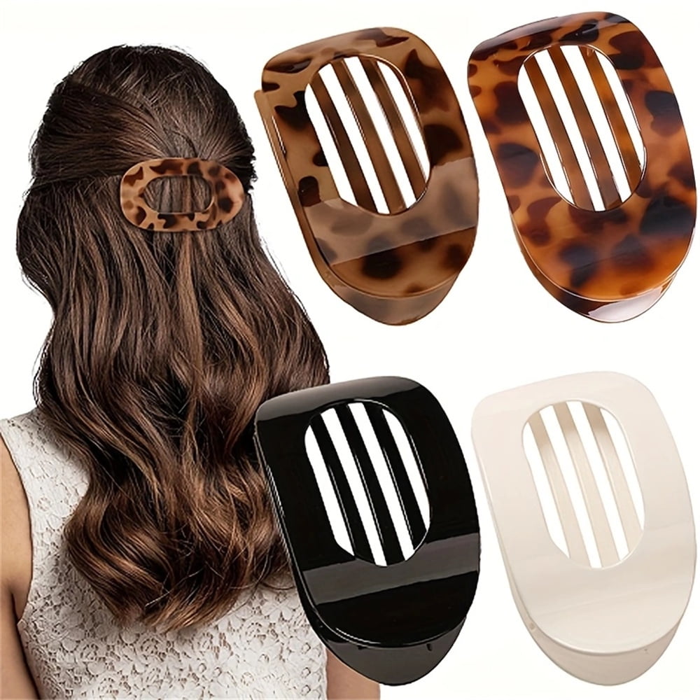 4Pcs/Set New Elegant Matte Acrylic Rounded Duckbill Hair Clips Women ...