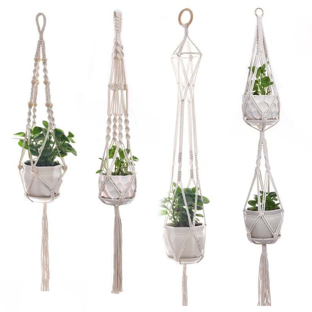 4Pcs/Set Plant Hangers, Different Tiers Handmade Cotton Rope Hanging ...