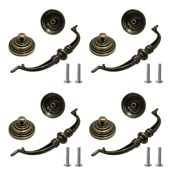 4Pcs/Set Practical Antique Bronze Drawer Handles Hole Center For Shabby ...