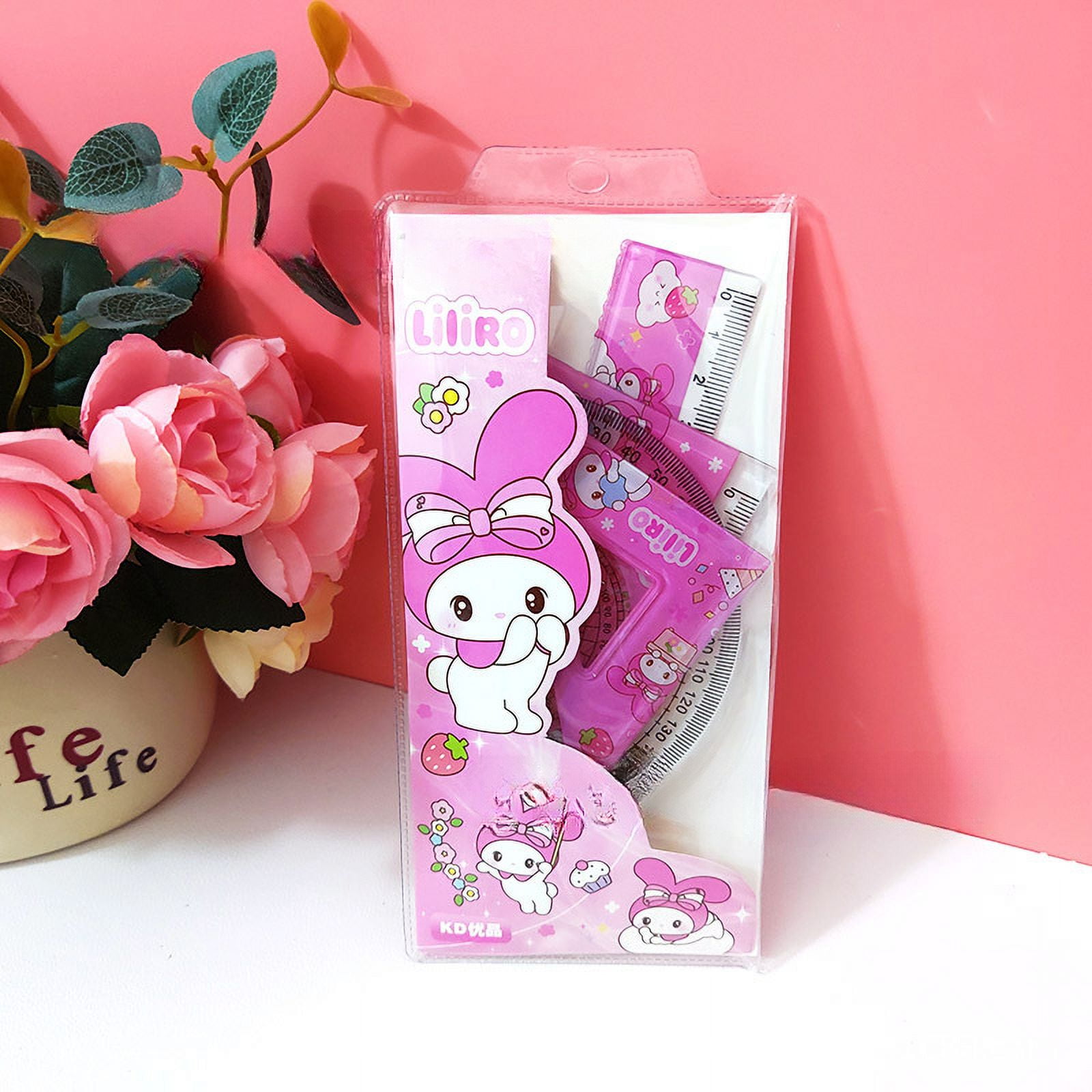 4Pcs/Set Sanrio Ruler Set Anime Hello Kitty Student Measurement Tool ...