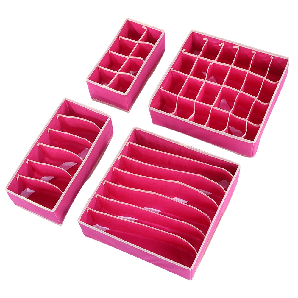 4Pcs/Set Solid Color Underwear Storage Box Divider Organizer Socks ...