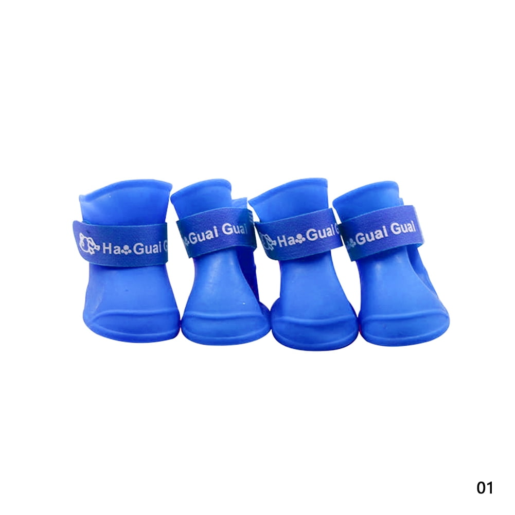 4Pcs/Set Waterproof Pet Dog Shoes Rubber Rain Boots Shoes Anti Slip ...