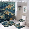 4Pcs Shower Curtain Sets with Rugs Nautical Green Sea Turtles Beach ...