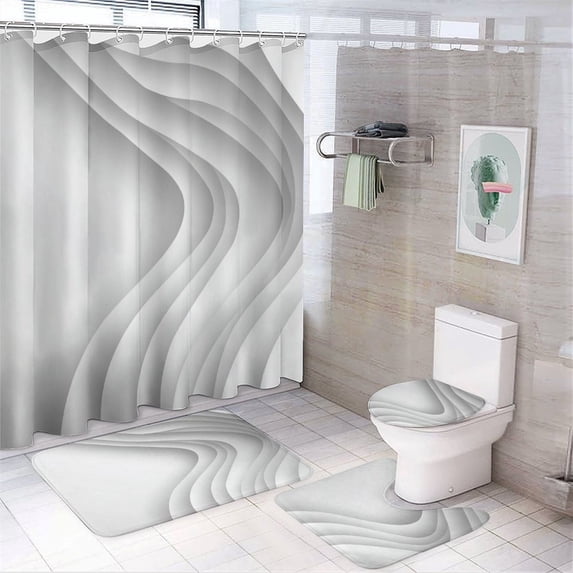 4Pcs Shower Curtain Sets with Rugs Shower Curtain and Rugs Shower ...