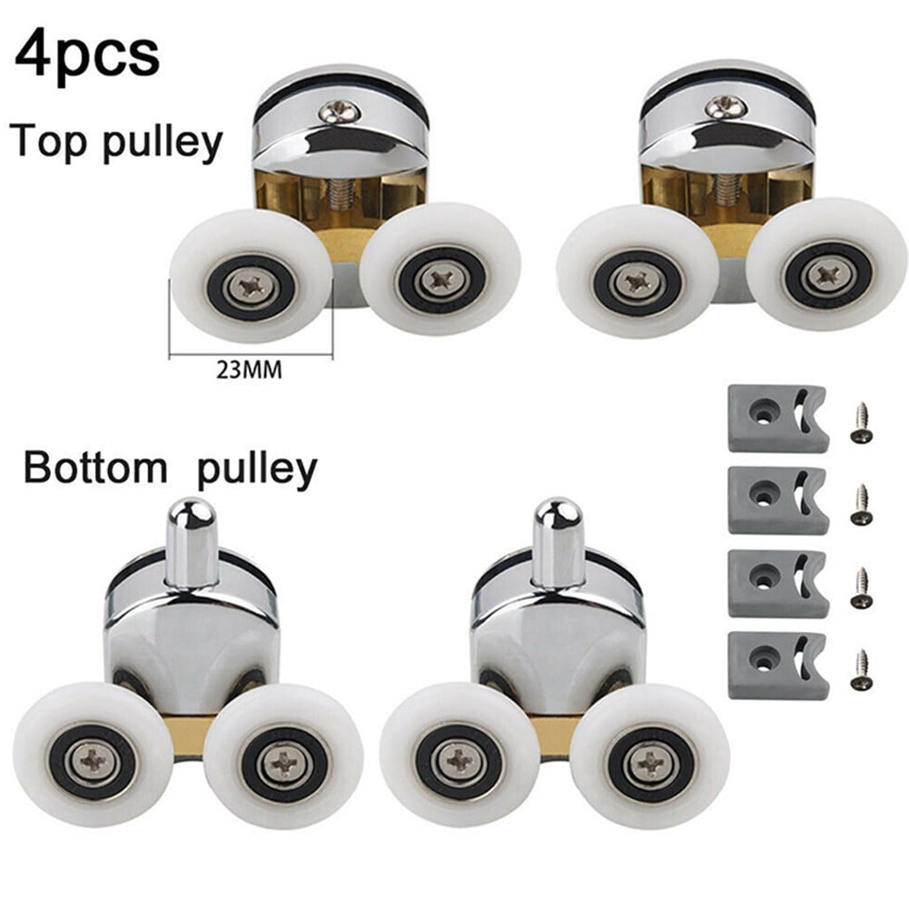 4pcs Shower Door Rollers Runners Wheels 23mm Wheel Zinc Alloy Double ...