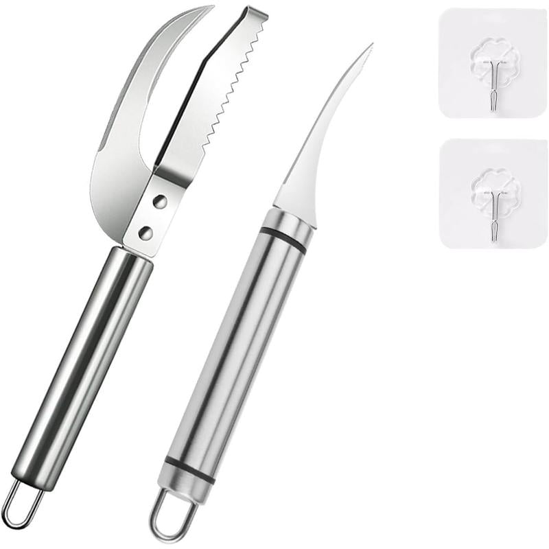 4Pcs Shrimp Deveining Tool Fish Scaler Set, Shrimp Peeler ...