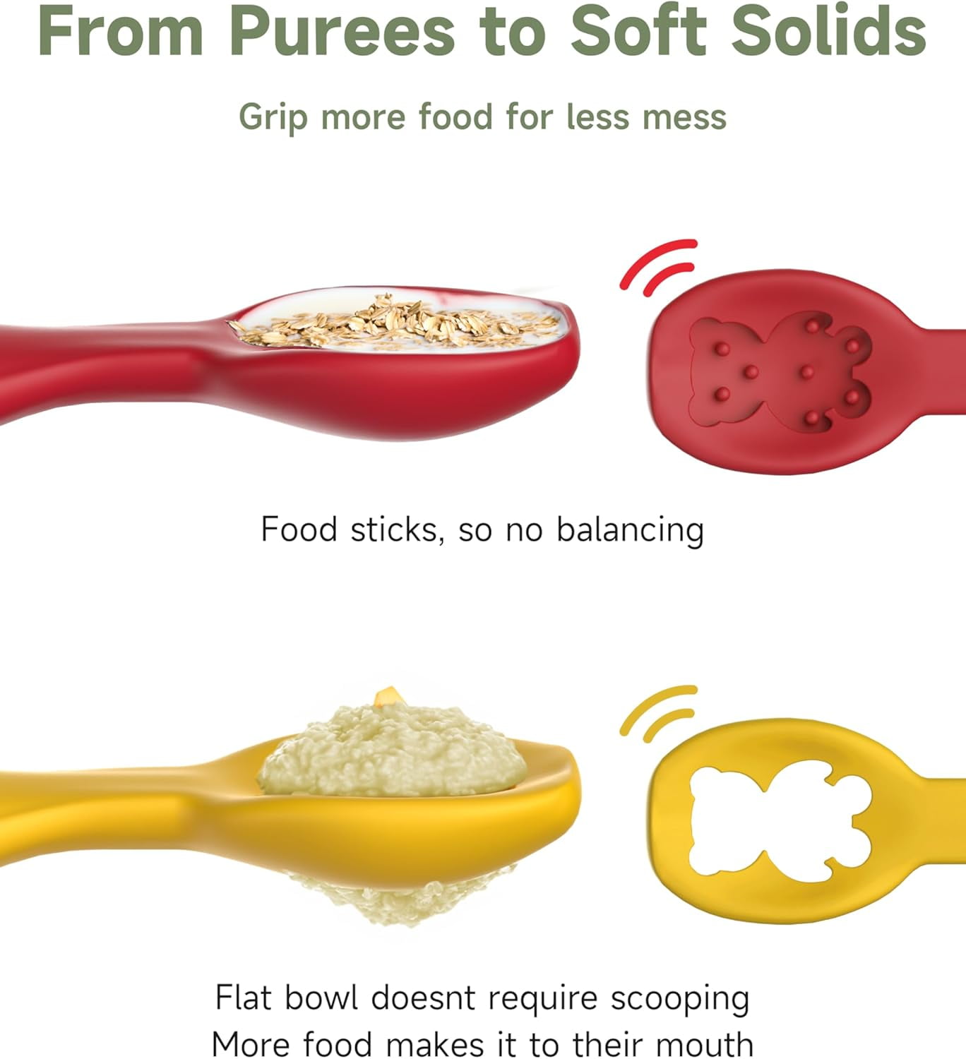 4Pcs Silicone Baby First Feeding Spoons, Pre-Spoon Feeding Utensil for ...