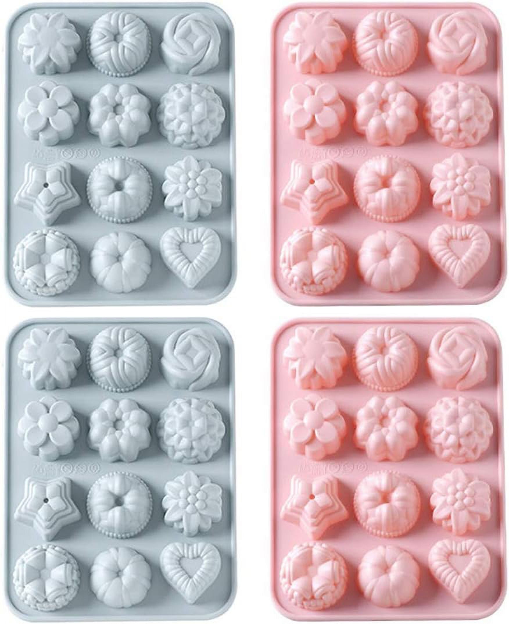 WSNIJFU 4Pcs Silicone Chocolate Candy Moulds, 12-Cavity Non-Stick ...
