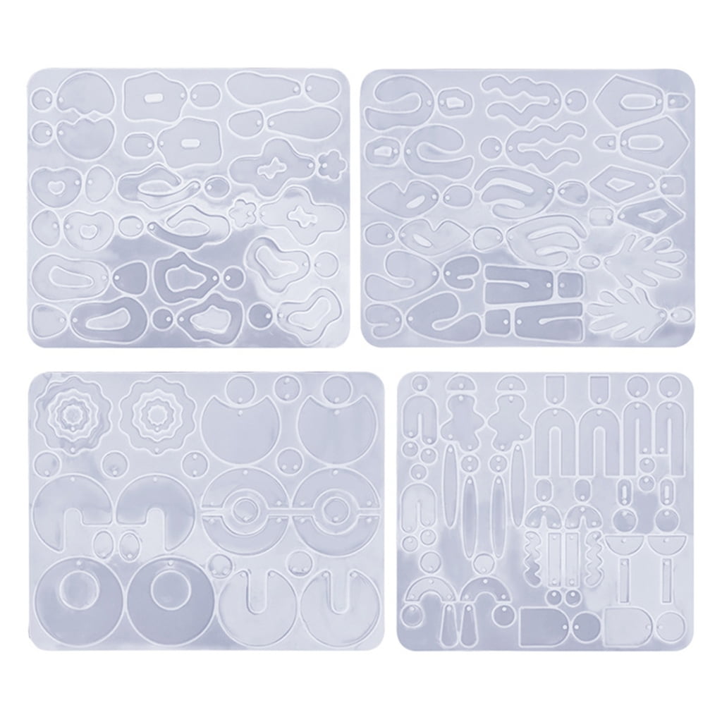 4Pcs Silicone Earring Mold Earring Hooks Epoxy Resin Jewelry Casting ...