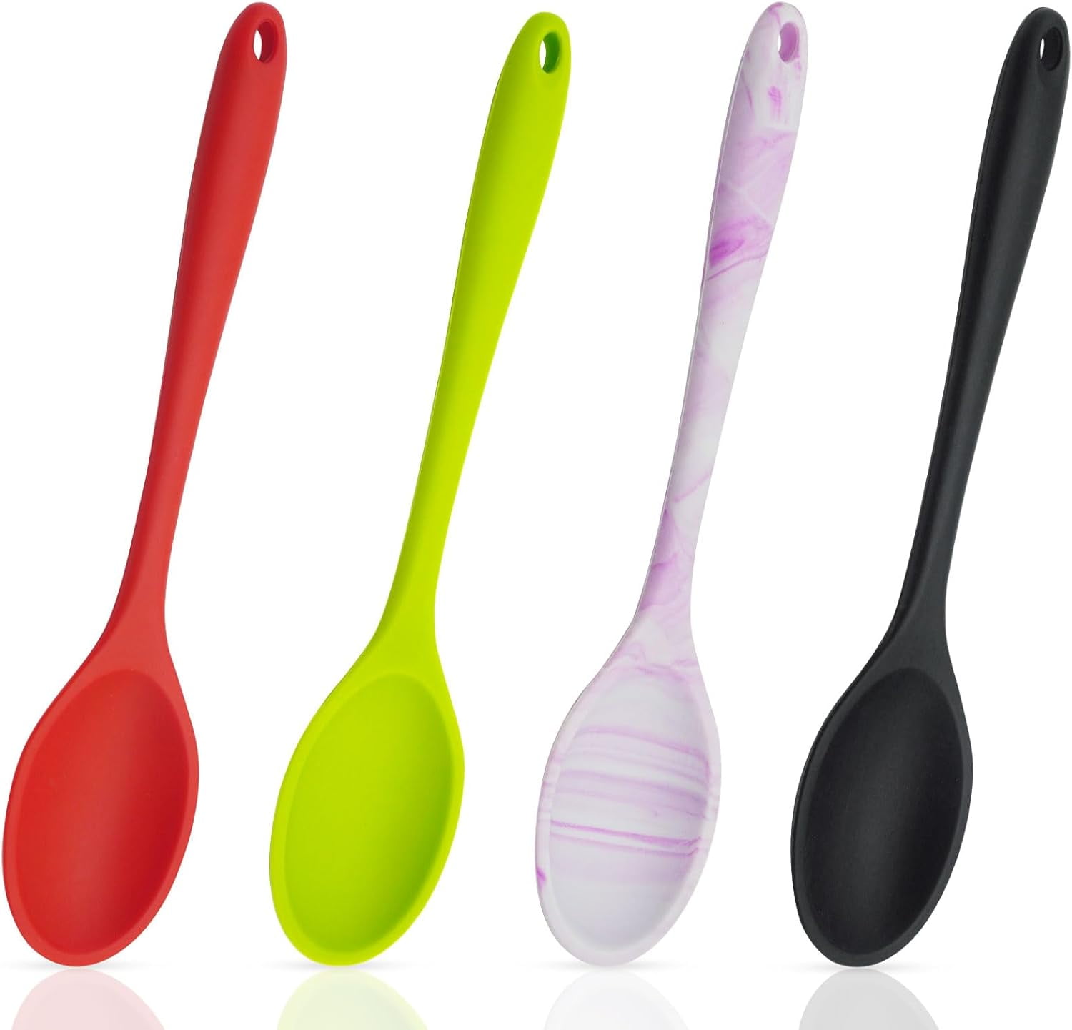 4Pcs Silicone Spoons for Cooking, 10.6inch Large Mixing Spoon for ...