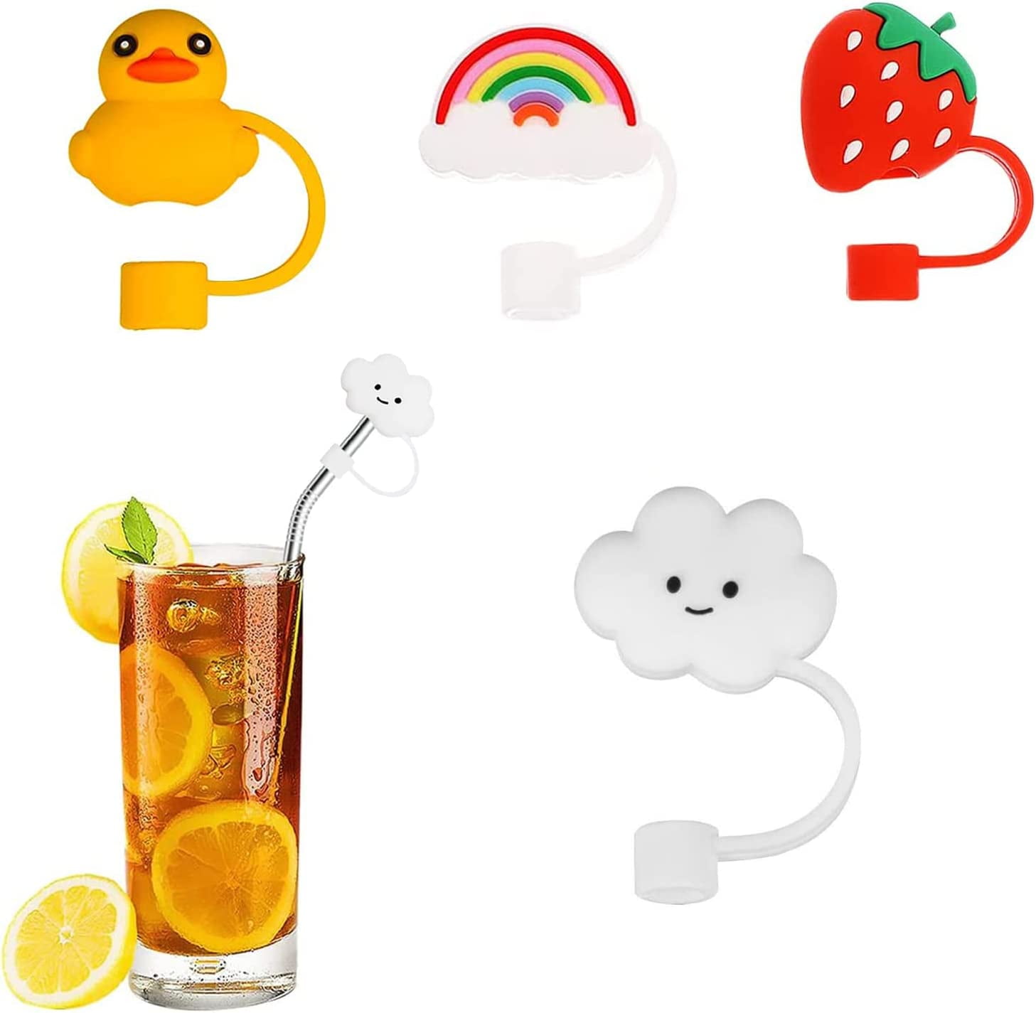 4Pcs Silicone Straw Covers Cap, Straw Tips Cover Straw Covers Cap for ...