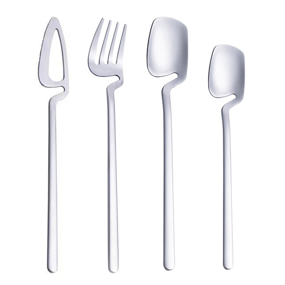 4Pcs Silverware Set 304 Stainless Steel Dinnerware Set Knife Fork Spoon ...