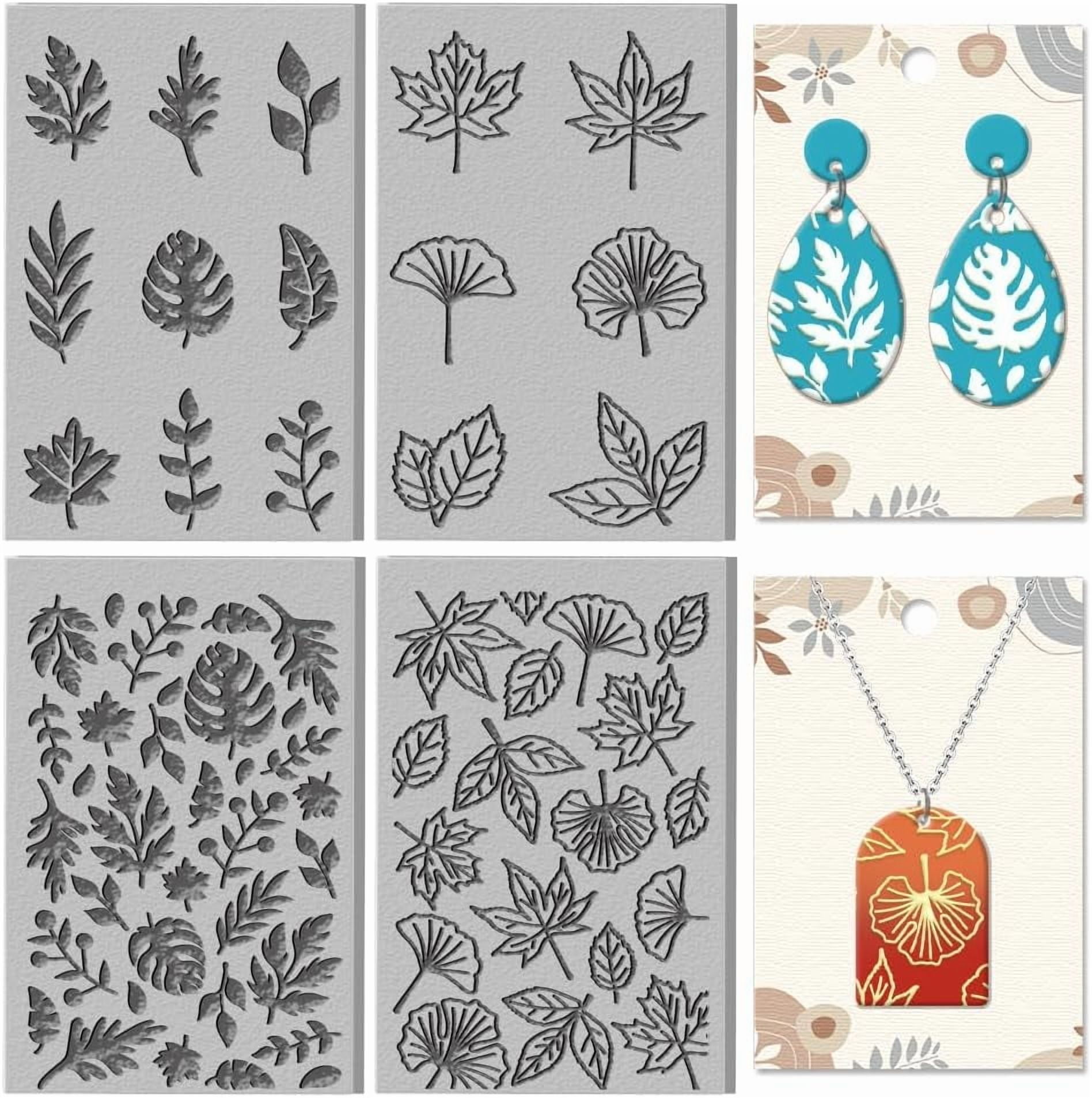 4Pcs Single Ginkgo Leaf Patterns Polymer Clay Texture Sheet Maple Leaf ...