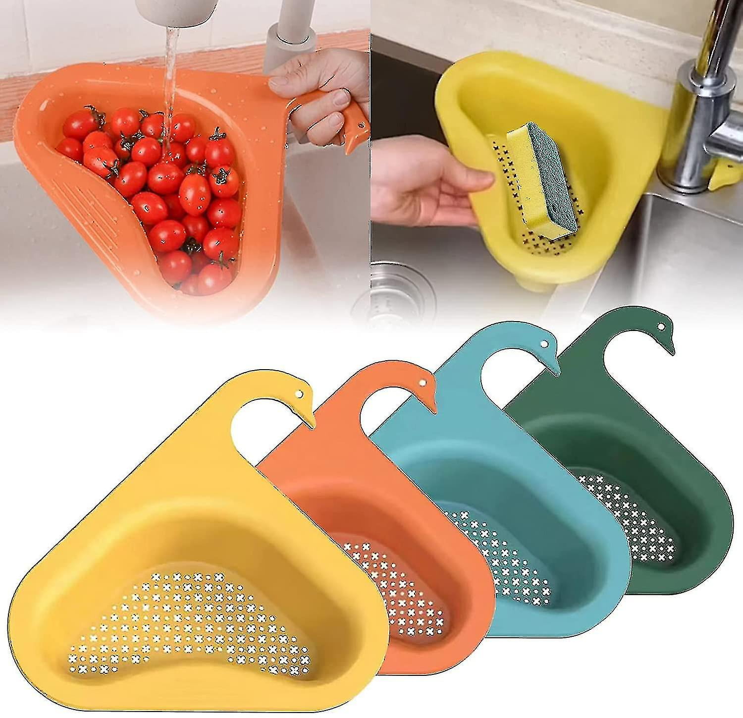 4Pcs Sink Basket, Corner Kitchen Sink Strainer Basket, Kitchen Triangle ...