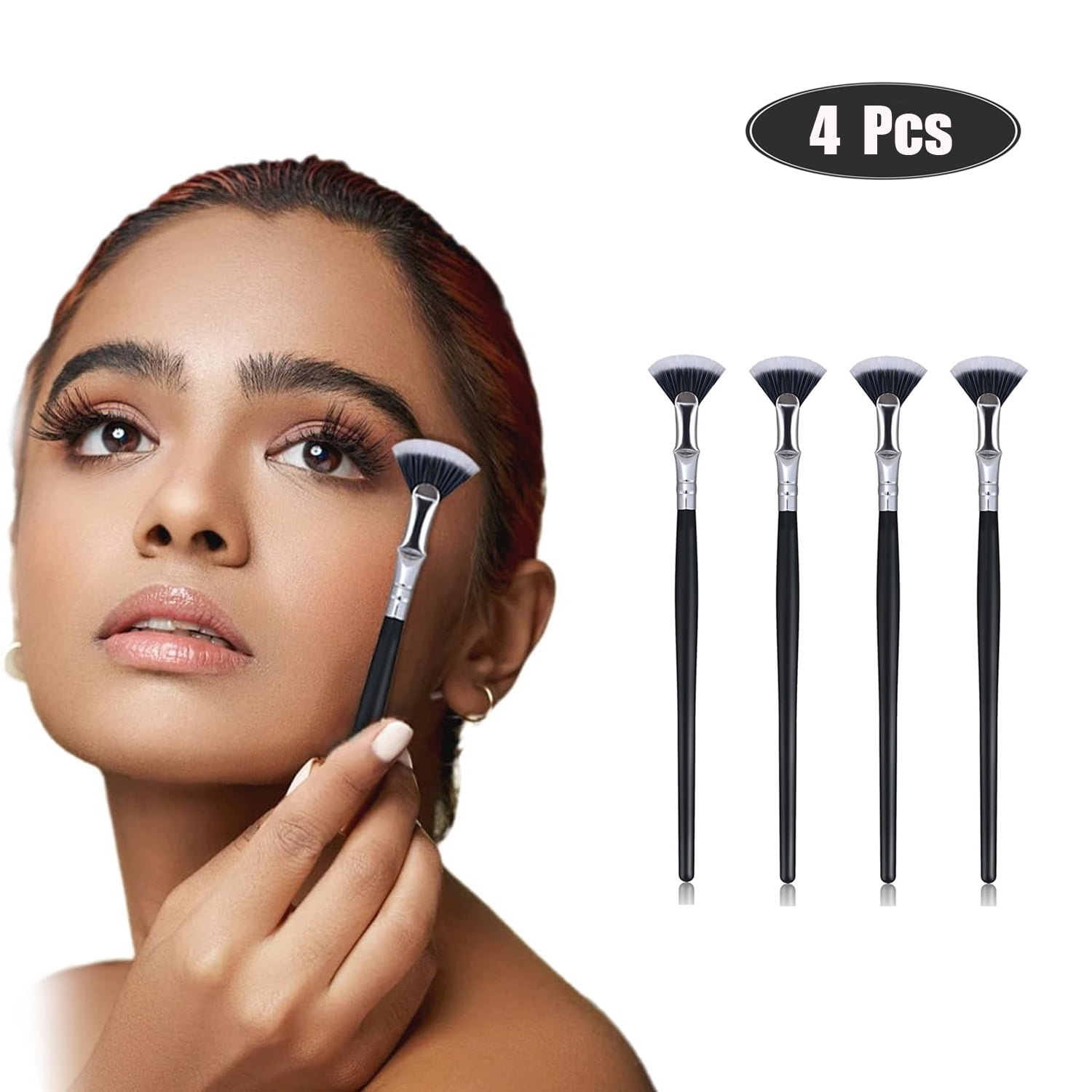4Pcs SkyAuks Makeup Brushes, Fan Brush, Lash Fan Brush Eyelash Brush ...
