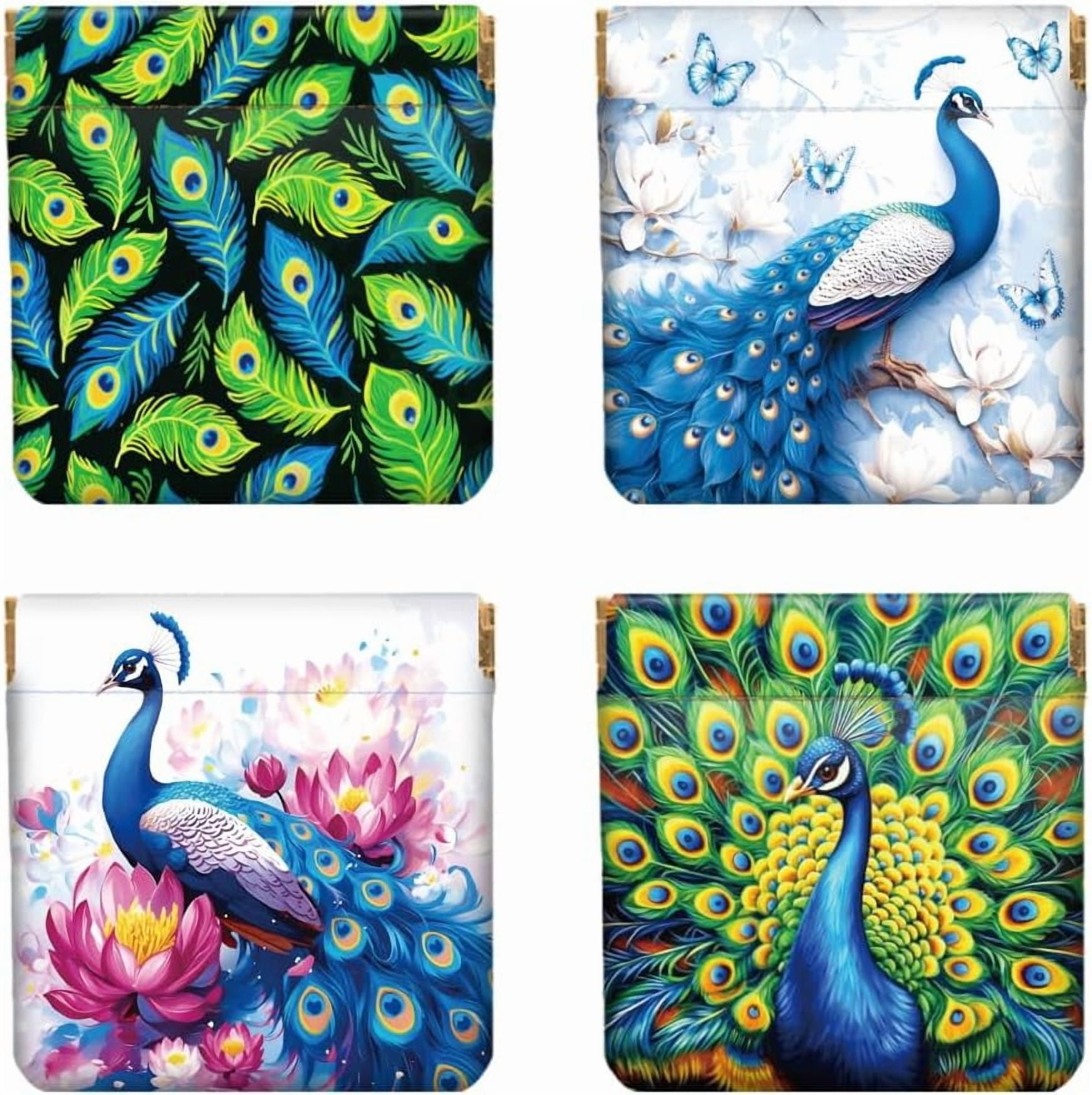 4Pcs Small Leather Squeeze Coin Purse for Women-Peacock Pattern ...