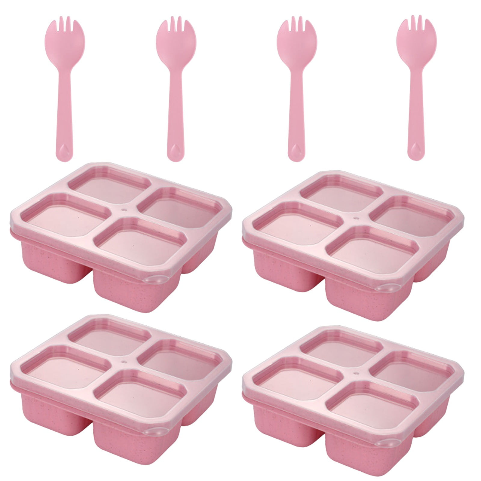4Pcs Snack Box Containers Set, Reusable 4 Compartment Lunchable ...
