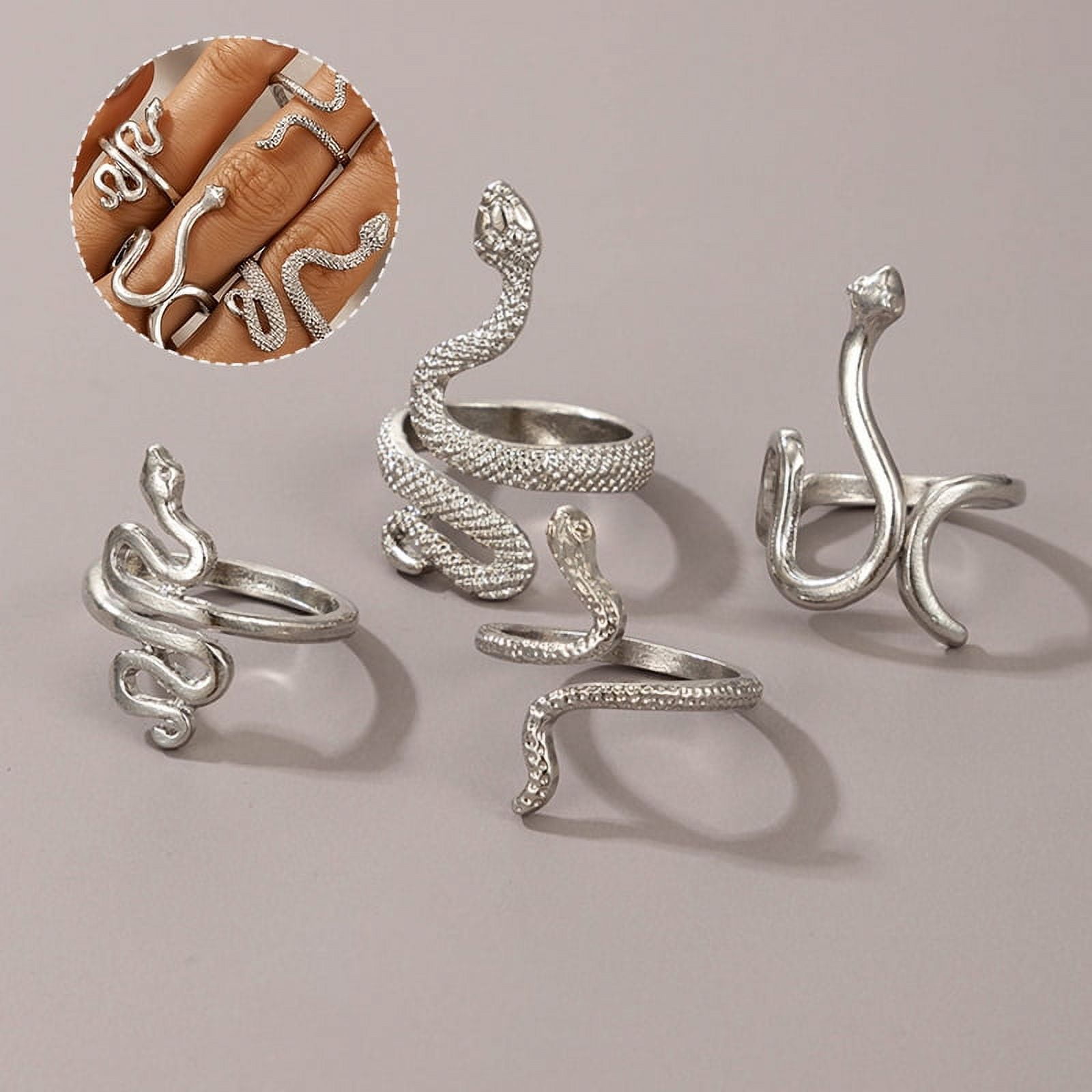 4Pcs Snake Rings Set for Women Anillo Bagues Jewelry Teen Girls ...