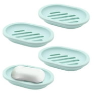 4 Pack White Bar Soap Saver Holder for Shower Self Draining Pads for ...