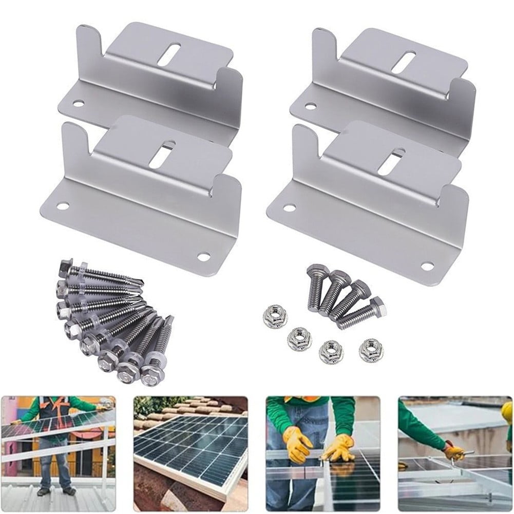 4pcs Solar Panel Z bracket Mounting Mount Flat Roof Wall Aluminum Set ...