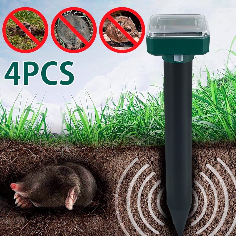 4Pcs Solar Powered Sound Wave Sonic Repeller Yard Farm Mouse Gopher Rat ...