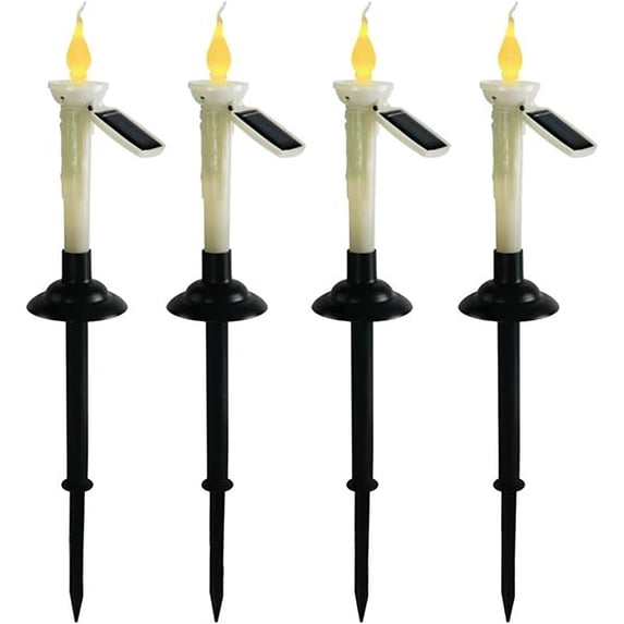 4Pcs Solar Taper Candles with Holders, Waterproof LED Candles Light ...