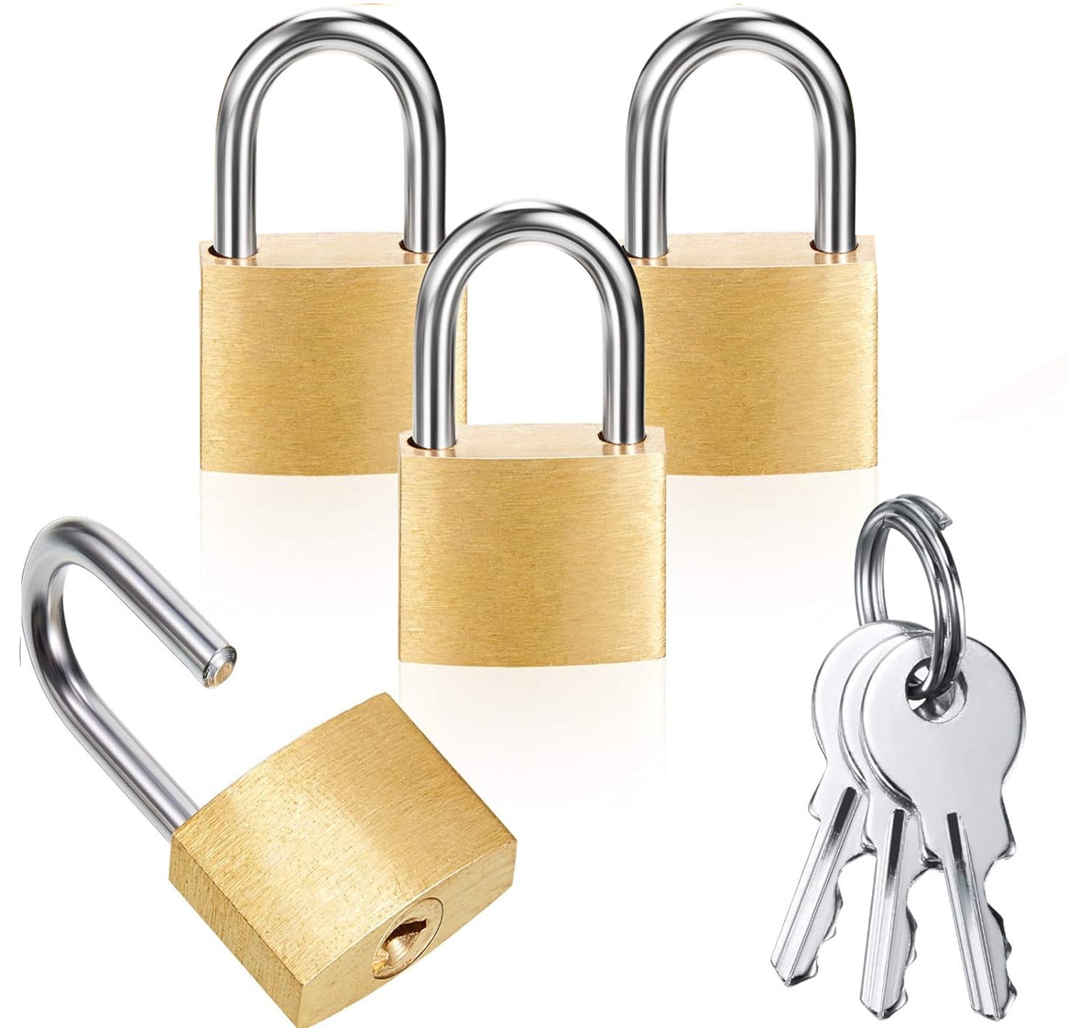 4Pcs Solid Brass Padlocks,Happon 20mm/0.79in Small Lock Shackle with 12 ...