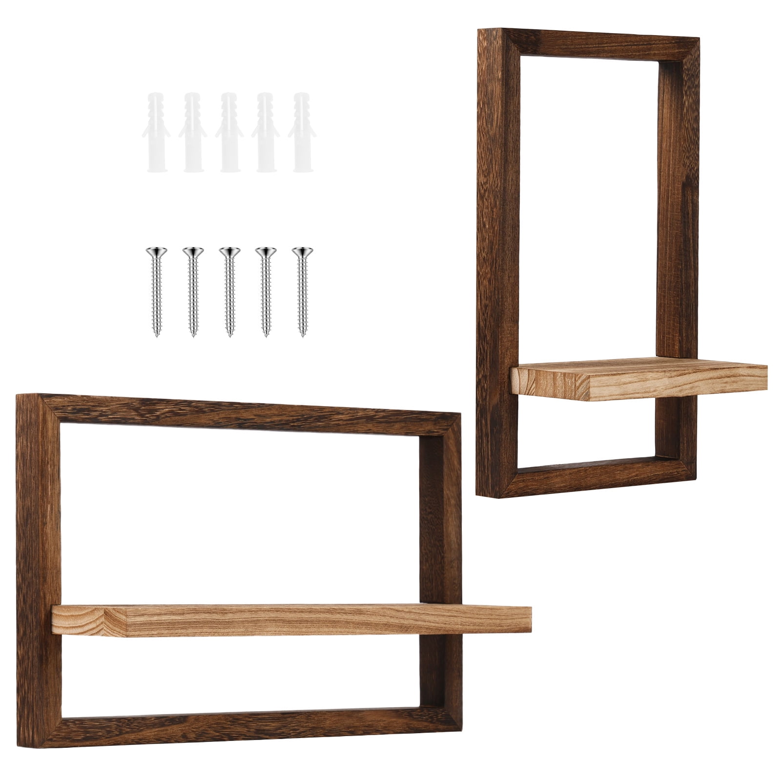 4Pcs Square Floating Shelves Decorative Framed Hanging Shelf Wooden ...