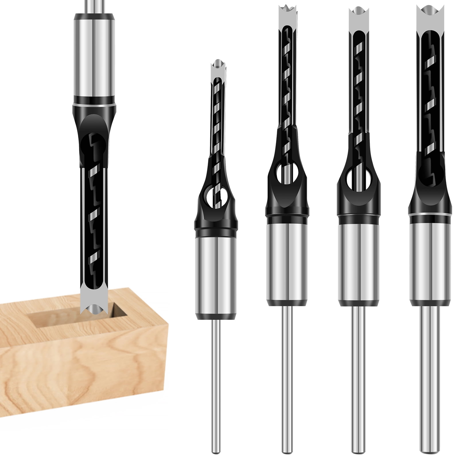 4Pcs Square Hole Drill Bits High Speed Steel Mortising Chisel Drill Bit ...