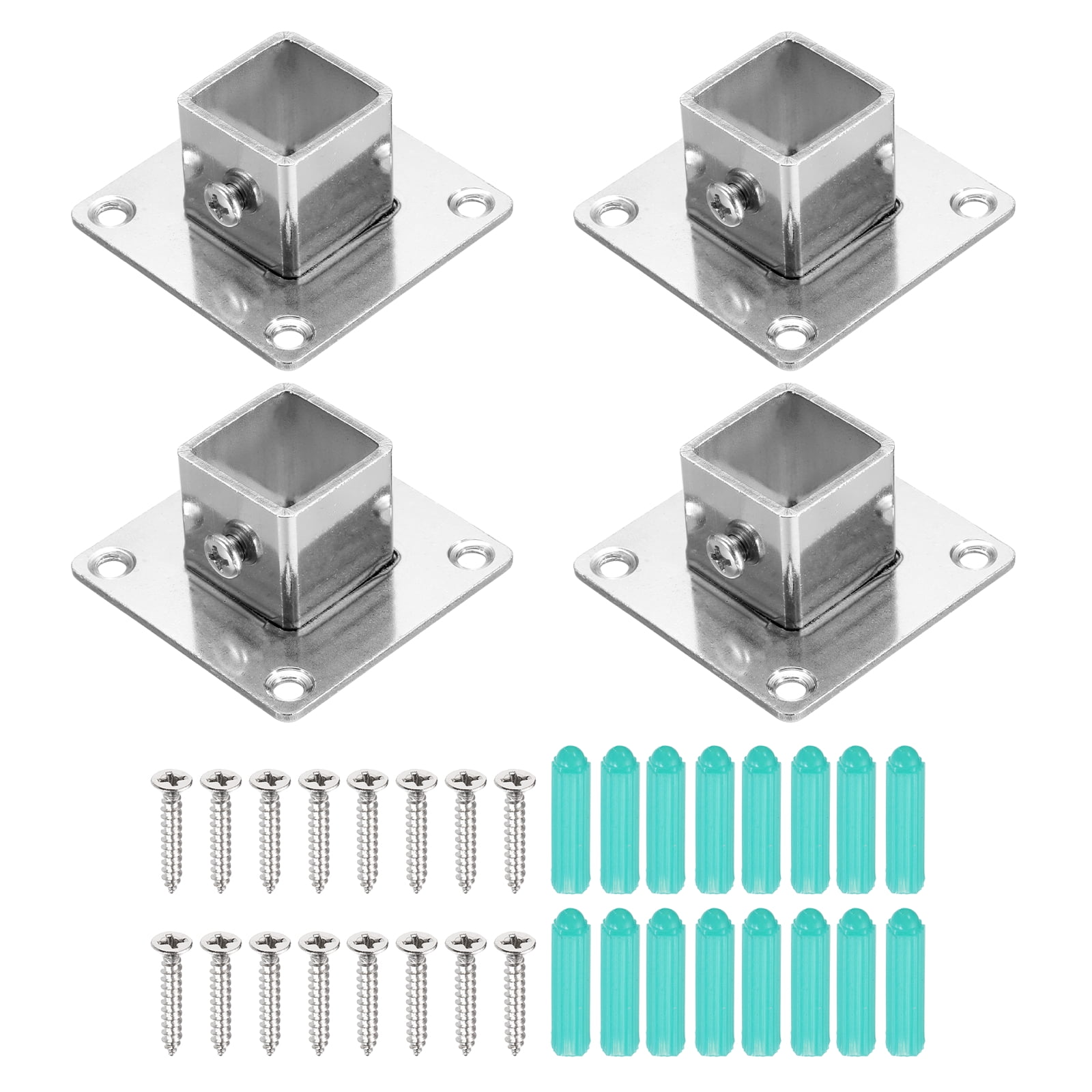 4Pcs Square Post Base, 2mmT Stainless Steel Flange Bases Deck Post ...