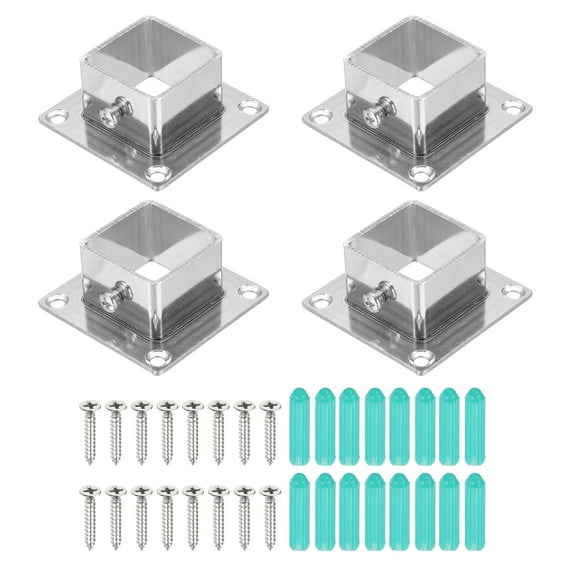 4Pcs Square Post Base, 2mmT Stainless Steel Flange Bases Deck Post ...