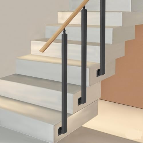 4Pcs Square Stair Baluster Posts, 39.3" Metal Stair Post with ...