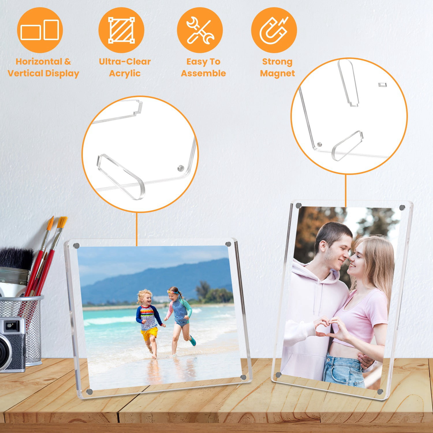 4Pcs Squared Pictures Display Desktop Picture Frame 5x7 Rustic ...