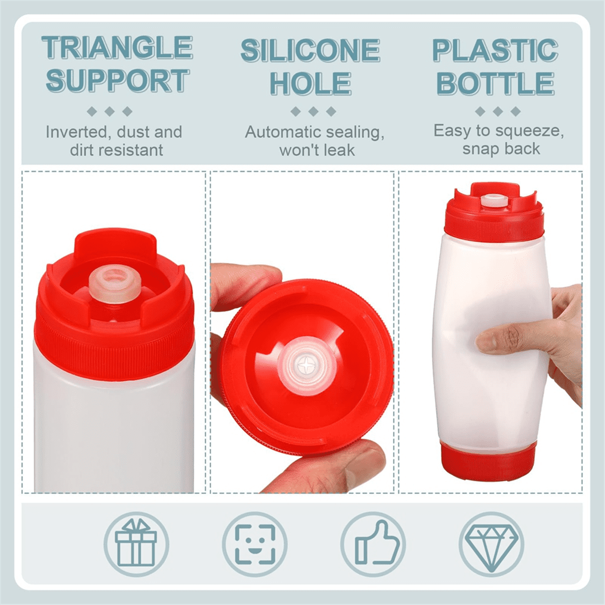 4Pcs Squeeze Bottles Refillable 20 Oz,Inverted Plastic Tip Large Valve ...