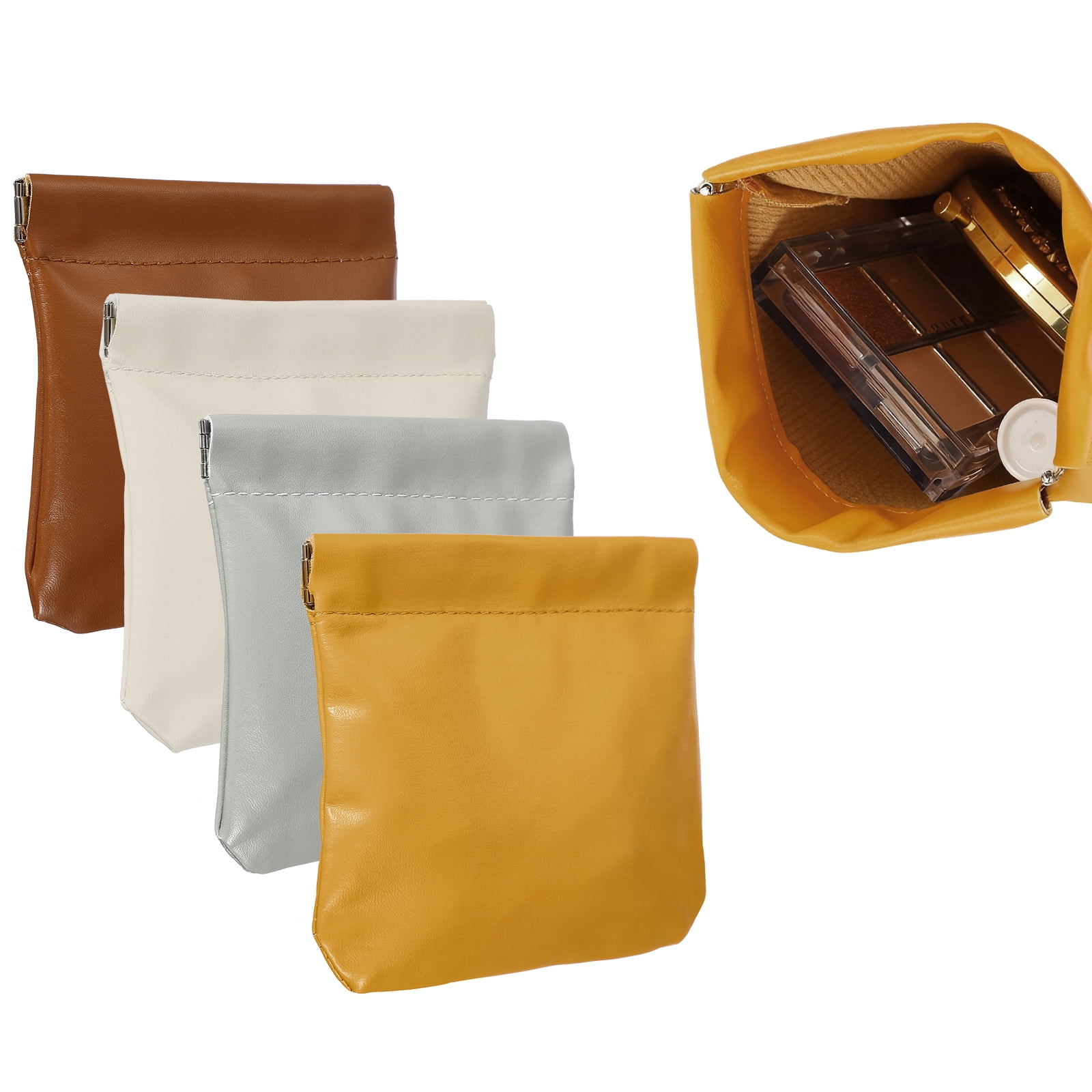 Uxcell 4Pcs Squeeze Coin Purse Pouch, Small Leather Change Purse for ...