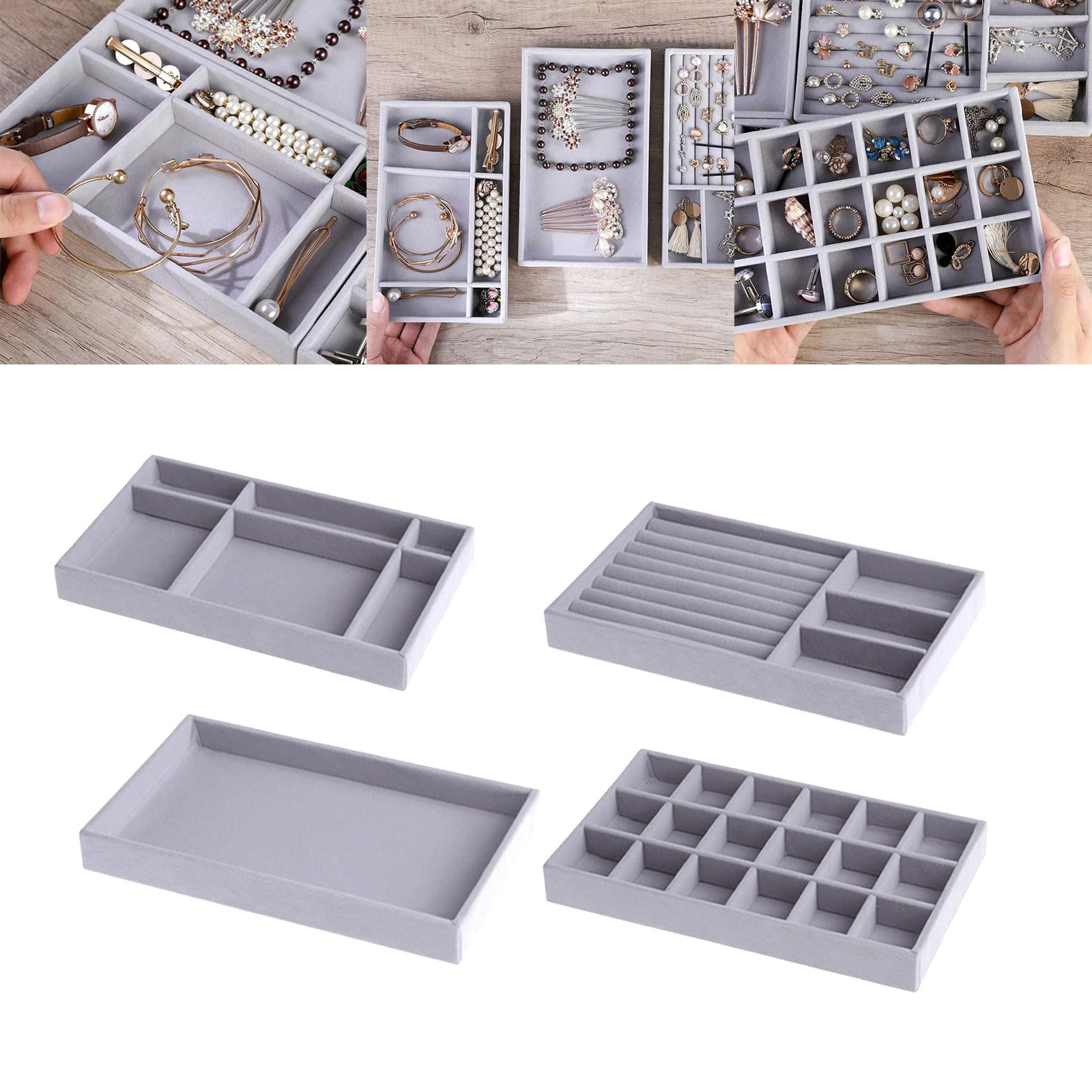 4Pcs Stackable Jewelry Tray Jewelry Organizer for Drawer Ear Storage ...
