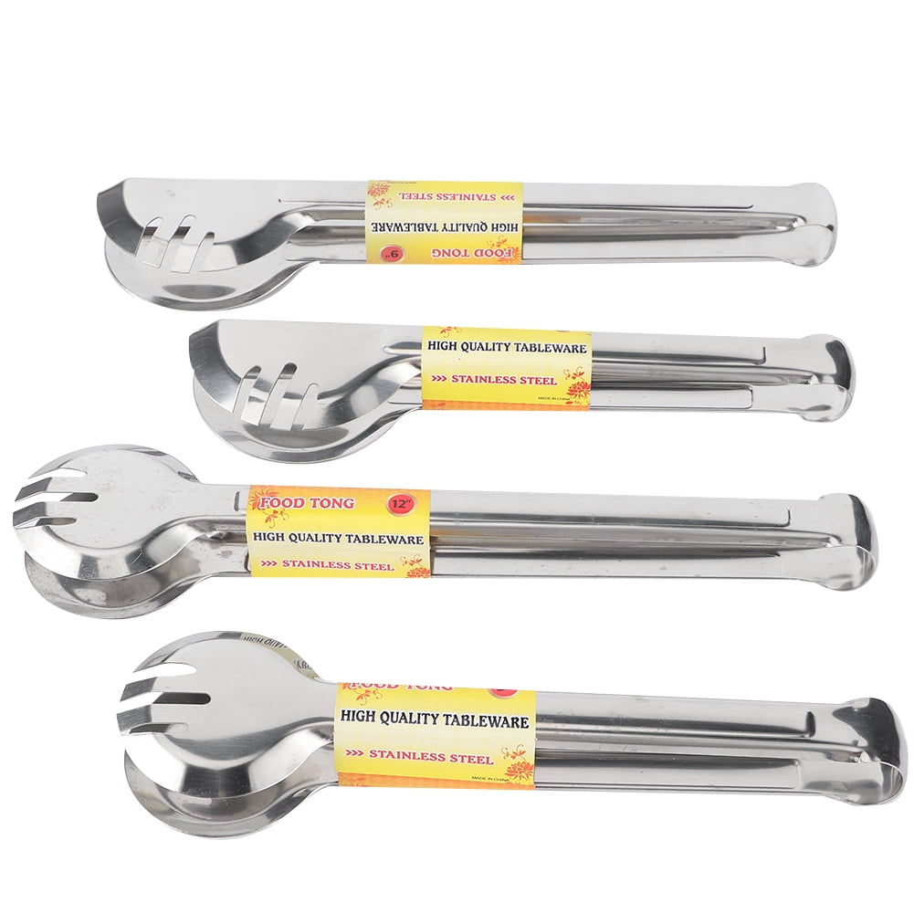 4Pcs Stainless Steel Bread Barbecue Ice Clip Clamp Food Tongs Kitchen ...
