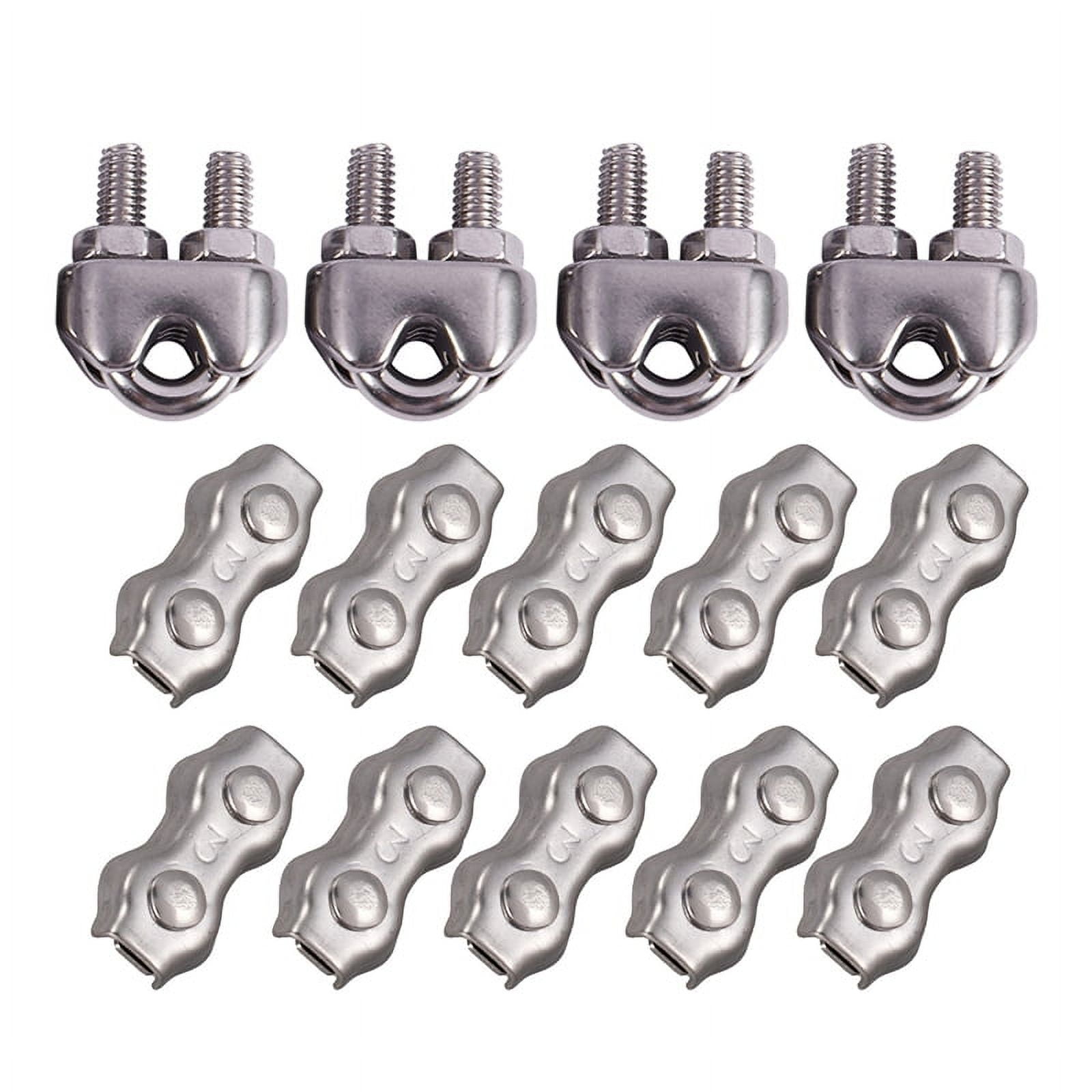 4Pcs Stainless Steel Cable Clip Saddle Clamp & 10 Pcs 3mm Duplex Clips ...