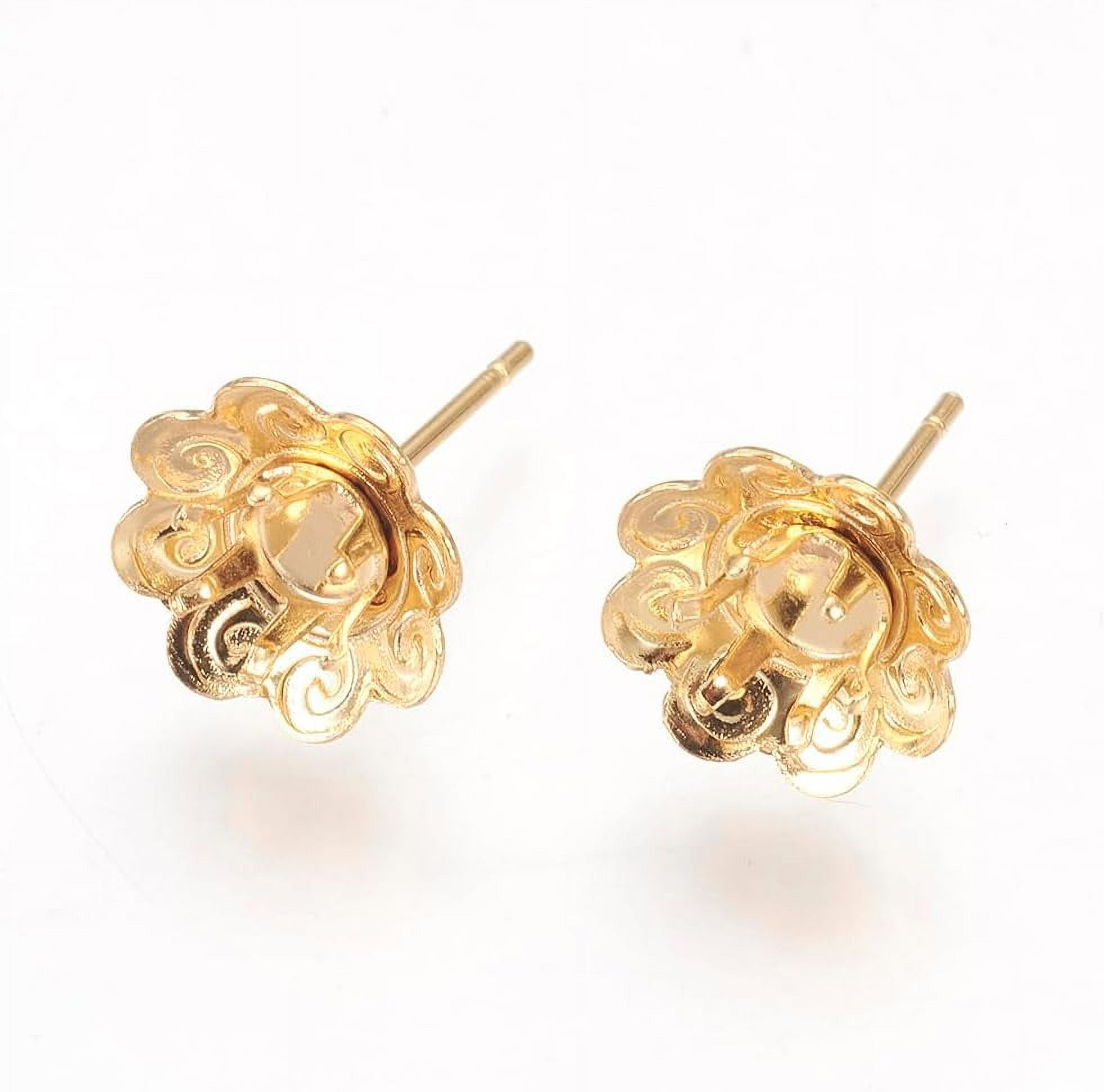 4Pcs Stainless Steel Ear Stud Components Flower Earring Findings for ...