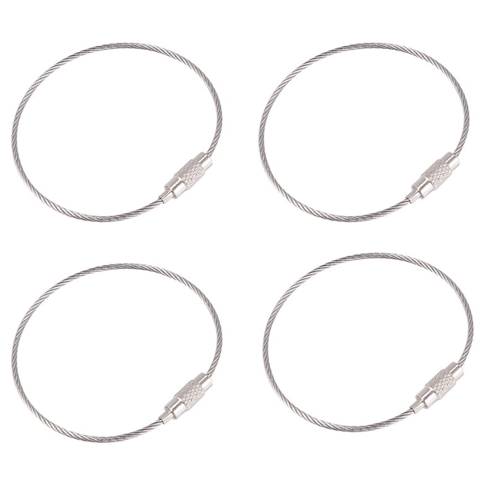 4Pcs Stainless Steel Screw Locking Wire Keychain Cable Key Rings ...