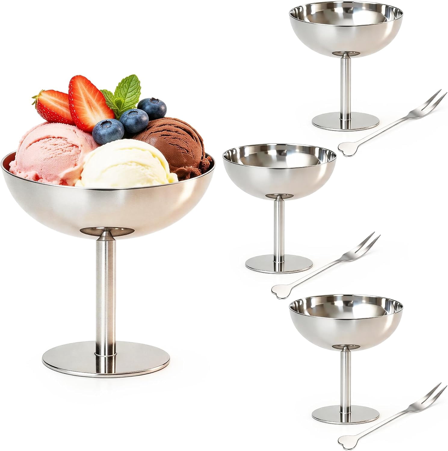 4Pcs Stainless Steel Serving Dessert Cups, Sauce Bowls Dessert Cups Ice ...