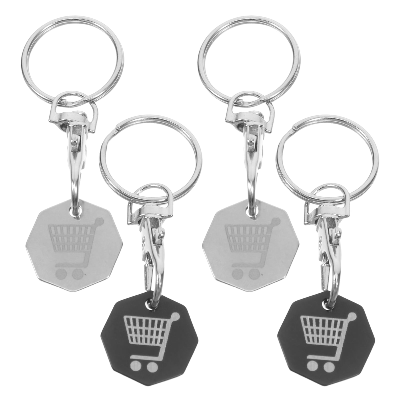 4Pcs Stainless Steel Shopping Cart Token Keyring Grocery Cart Keyring ...