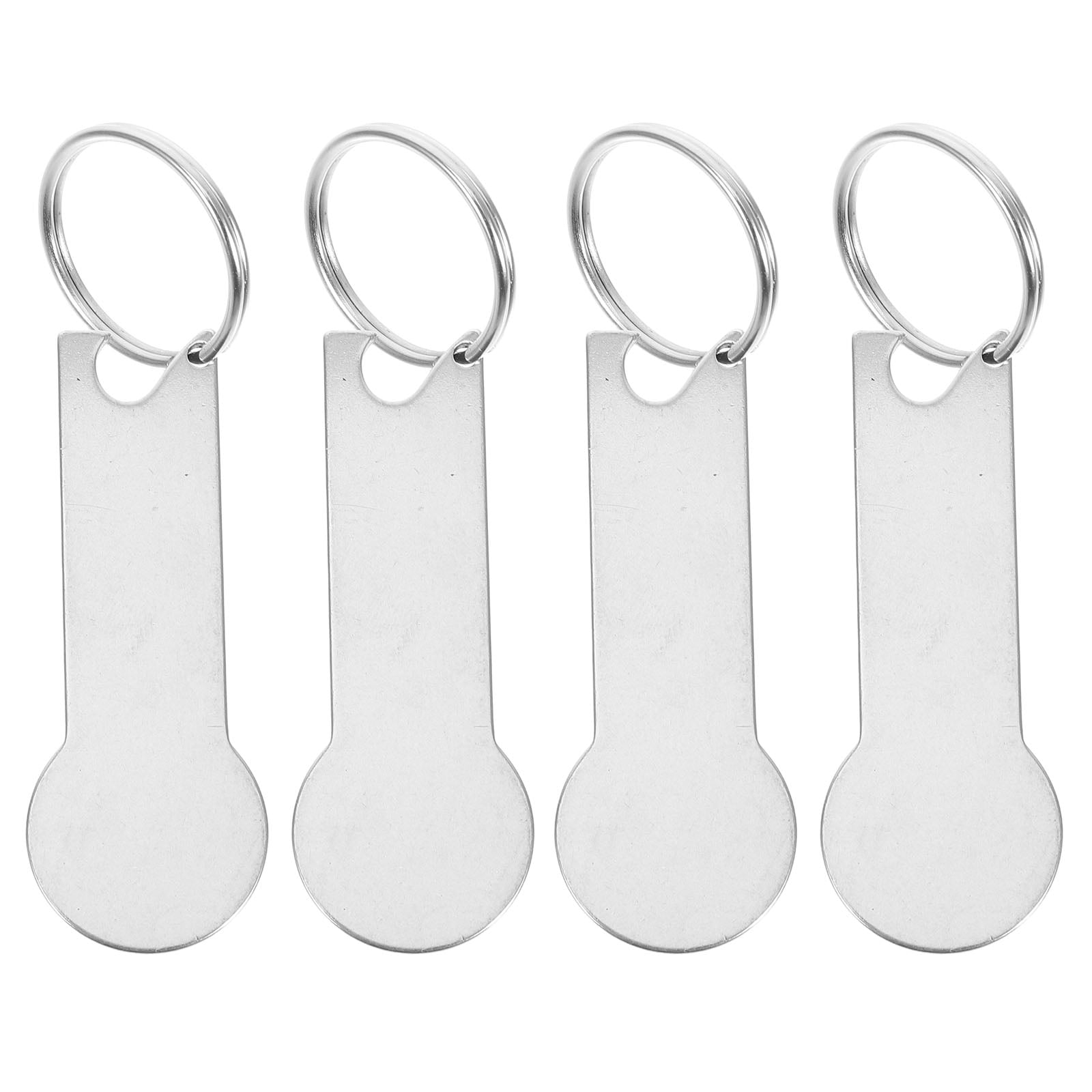 4Pcs Stainless Steel Shopping Trolley Tokens Key Ring for Grocery Cart Multi-Functional Keychain ...