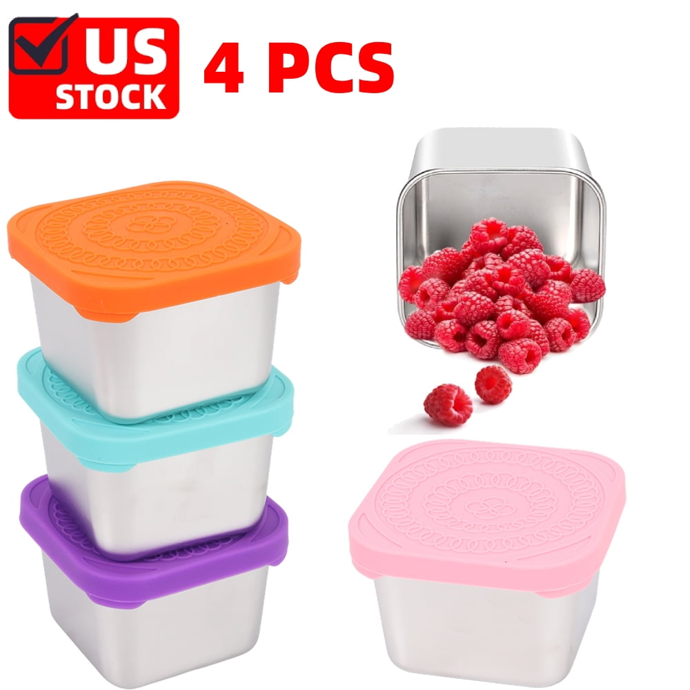 4Pcs Stainless Steel Snack Containers ;Snackle Box Container;Leak Proof ...