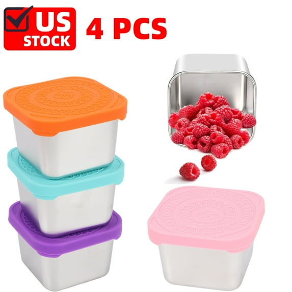 4Pcs Stainless Steel Snack Containers ;Snackle Box Container;Leak Proof ...
