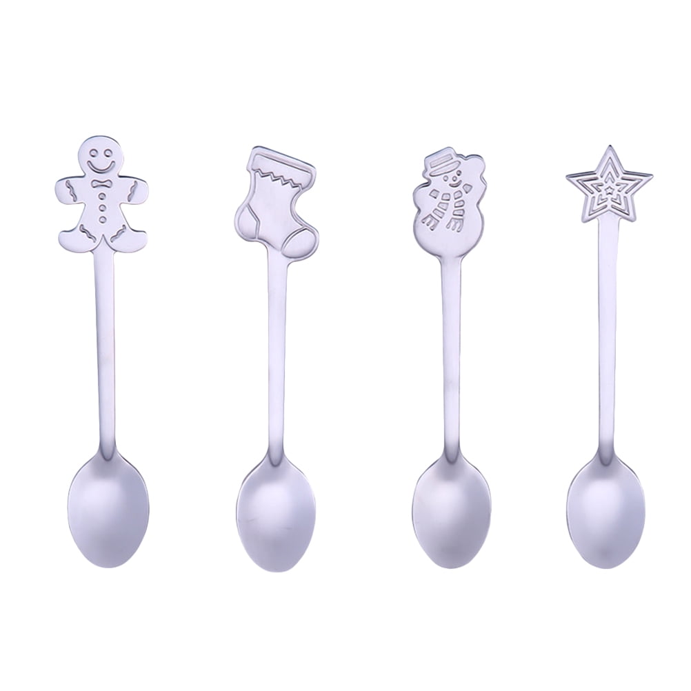 RENACLIPY Set of 4 Mirror Polished Christmas Spoons for Kitchen and ...