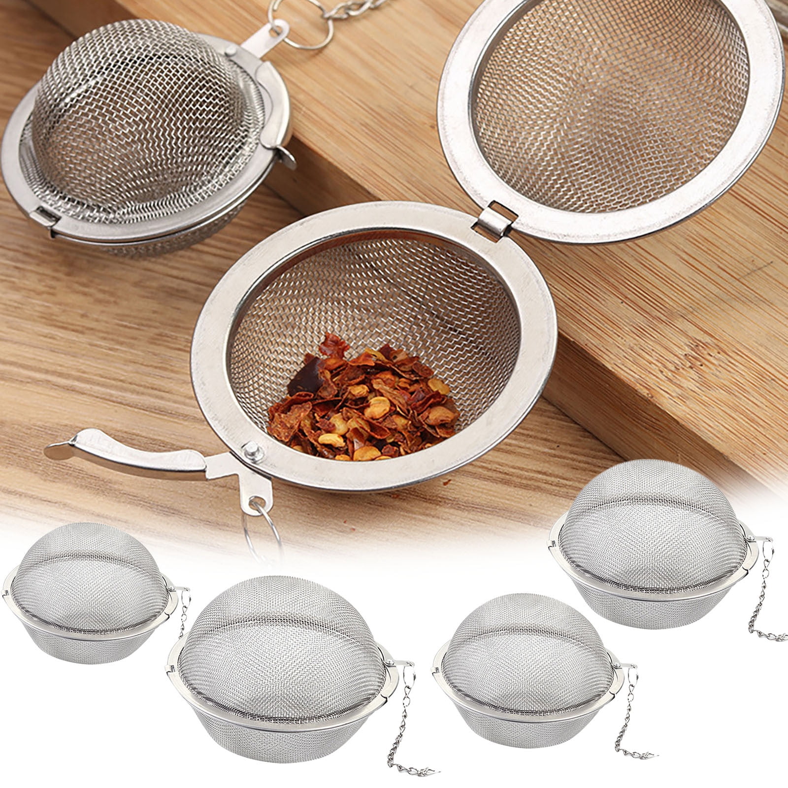 4Pcs Stainless Steel Tea Ball, New Mesh Strainers Stainless Steel ...