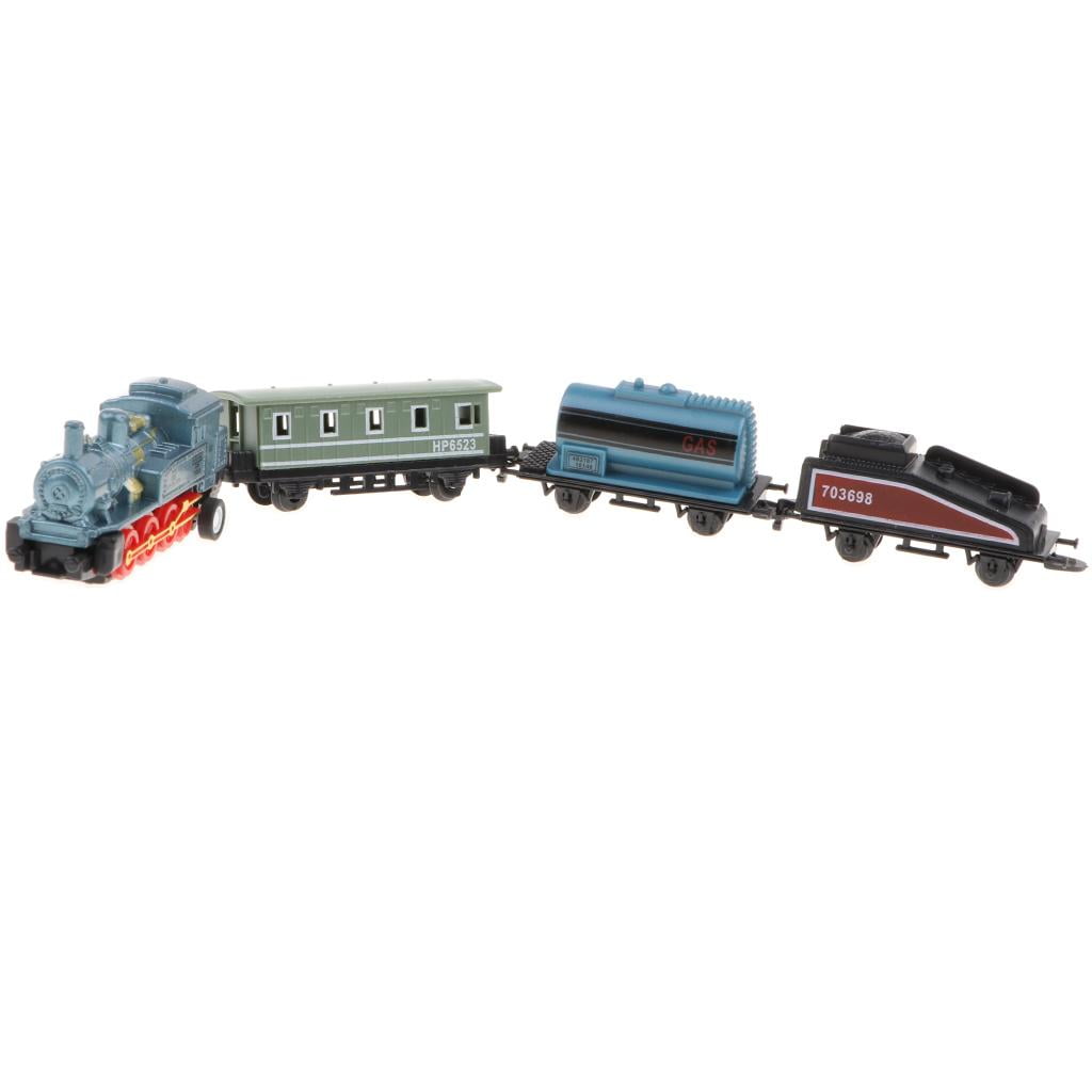 4Pcs Steam Train Set, 1 Locomotive Engine And 3 Railway Carriages, Toy ...